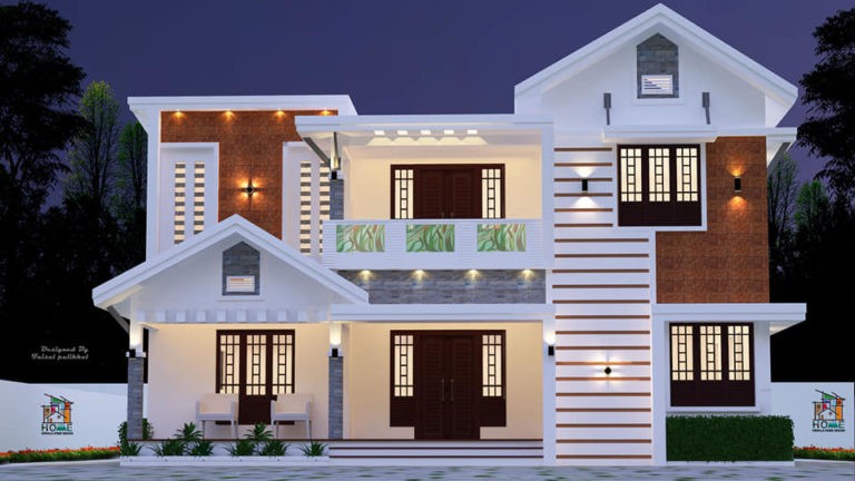 2070 Square Feet 4 Bedroom Contemporary Mix Style Two Floor Beautiful ...