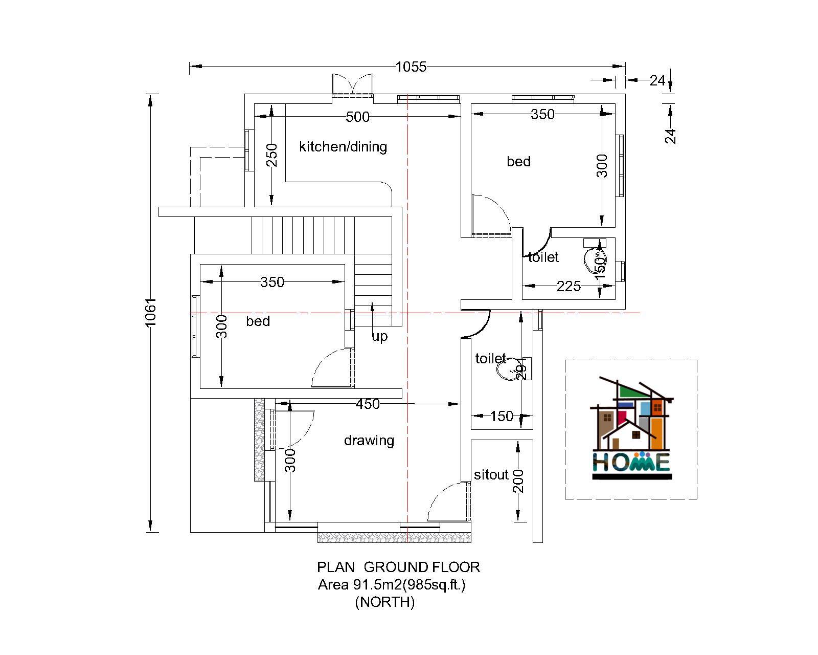985 Square Feet 2 Bedroom Simple and Beautiful Single Floor Modern ...